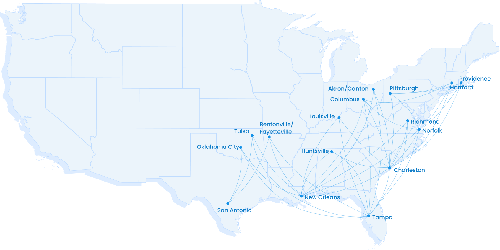 Breeze Launch Route Map | AirlineGeeks.com